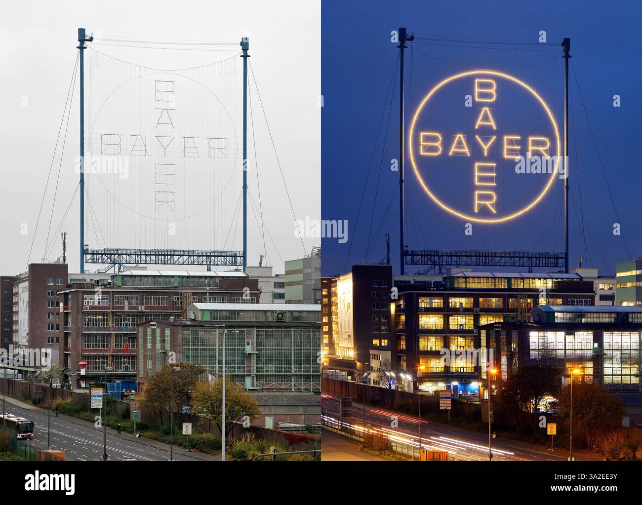 Bayer Cross, the world's largest illuminated sign during the day and in ...