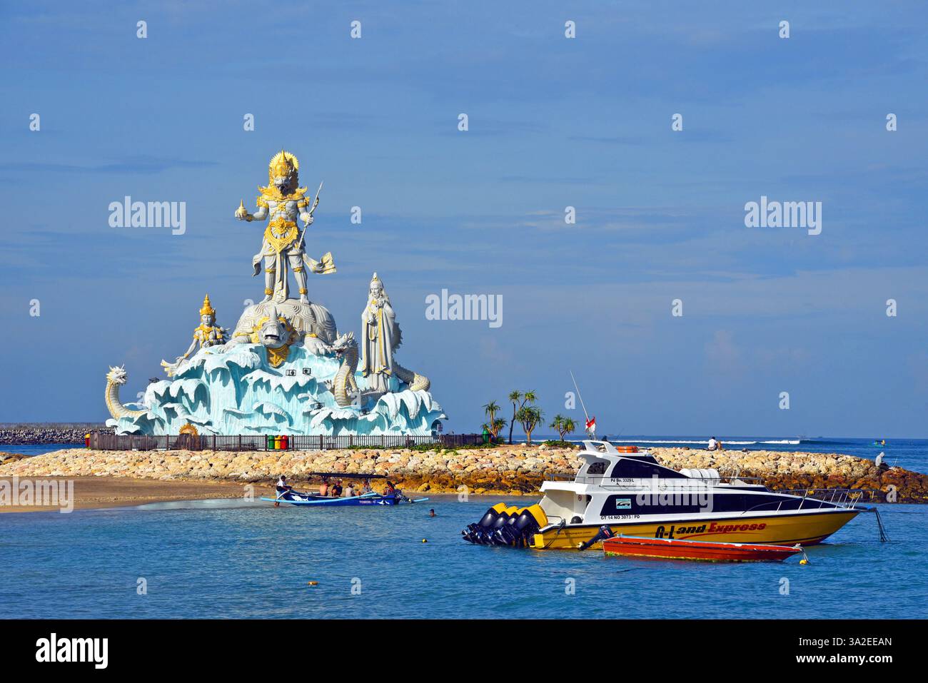 Kuta seaside resort, monumental statue of Baruna, god of the sea in ...