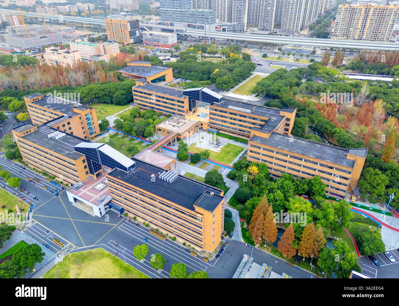 Aerial view of Ningbo University, Zhejiang Province, China Stock Photo ...
