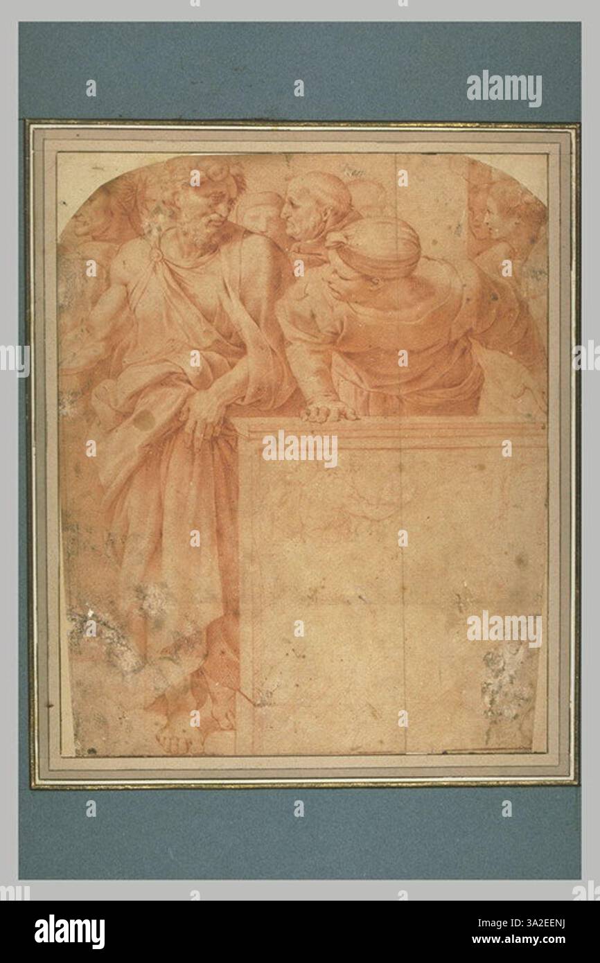 This study depicts eight draped men, based on Raphael's Disputation of ...