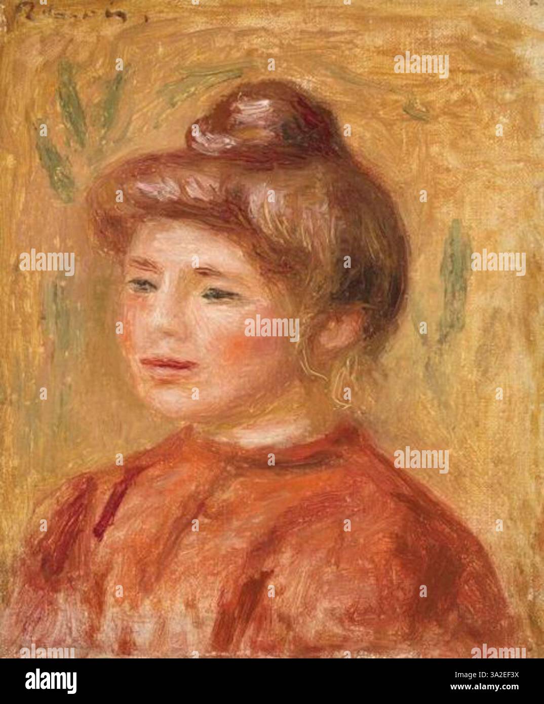 'Buste de Femme en Rouge Barnes' shows a woman in a red dress, with ...