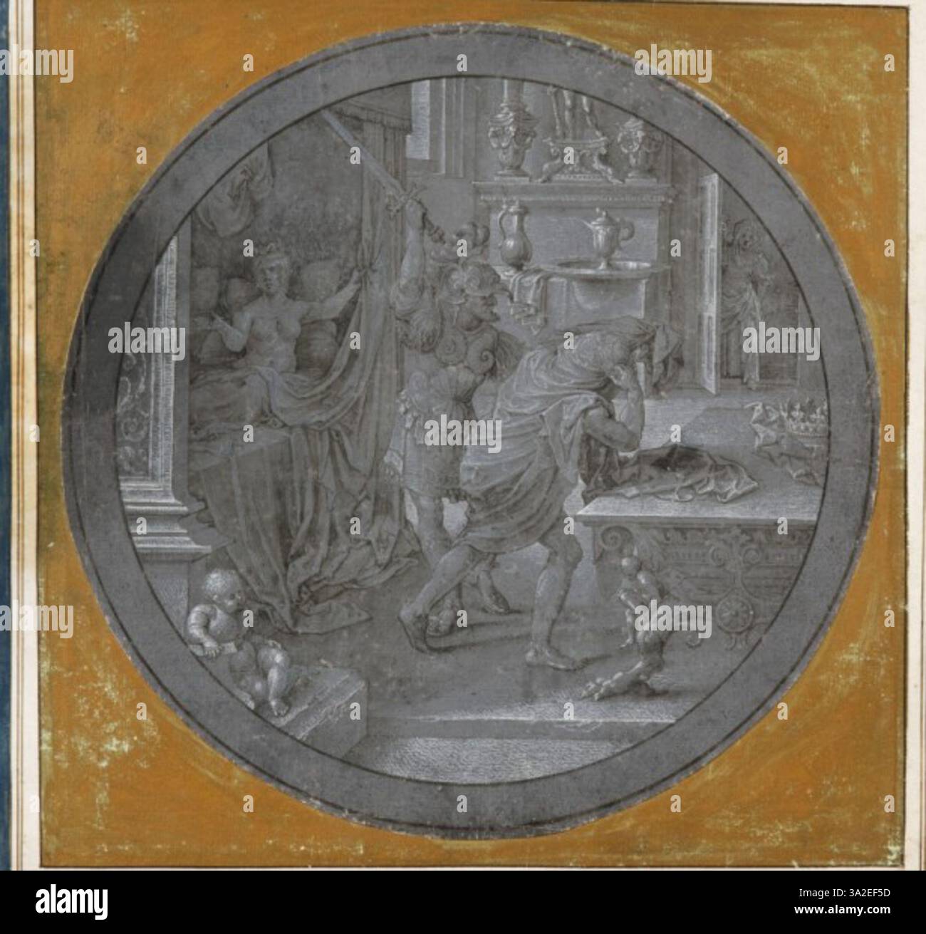 Jan Gossaert’s drawing of Aegisthus killing Agamemnon in front of ...