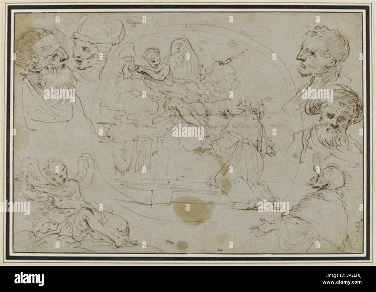 A study by Guido Reni for an angel appearing to Saint Philip Benizzi ...