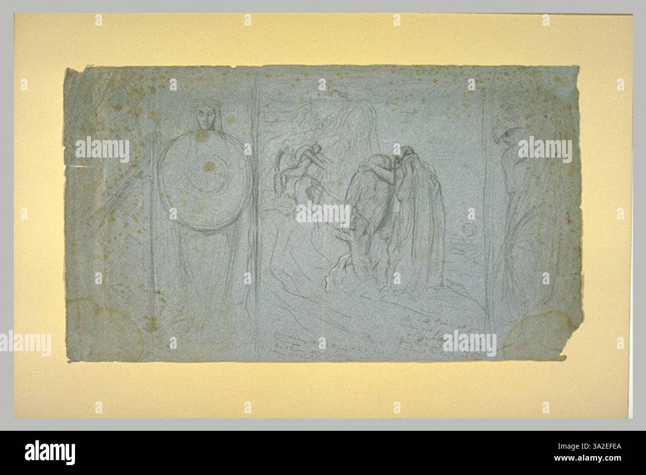 This allegorical scene shows the departure for war, featuring symbolic ...