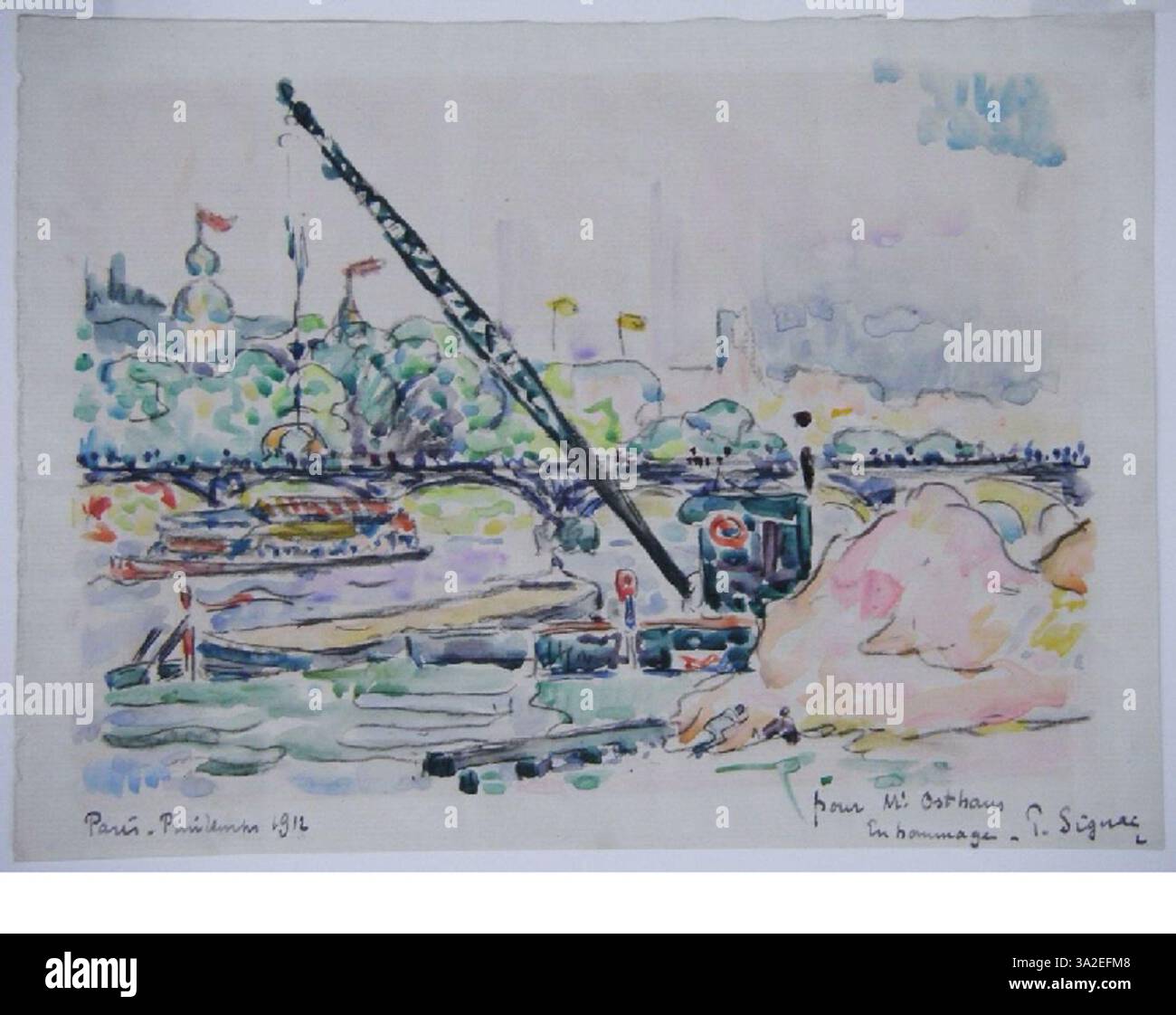 Paul Signac’s 'Seinebrücke' (1912) depicts a bridge spanning the Seine ...