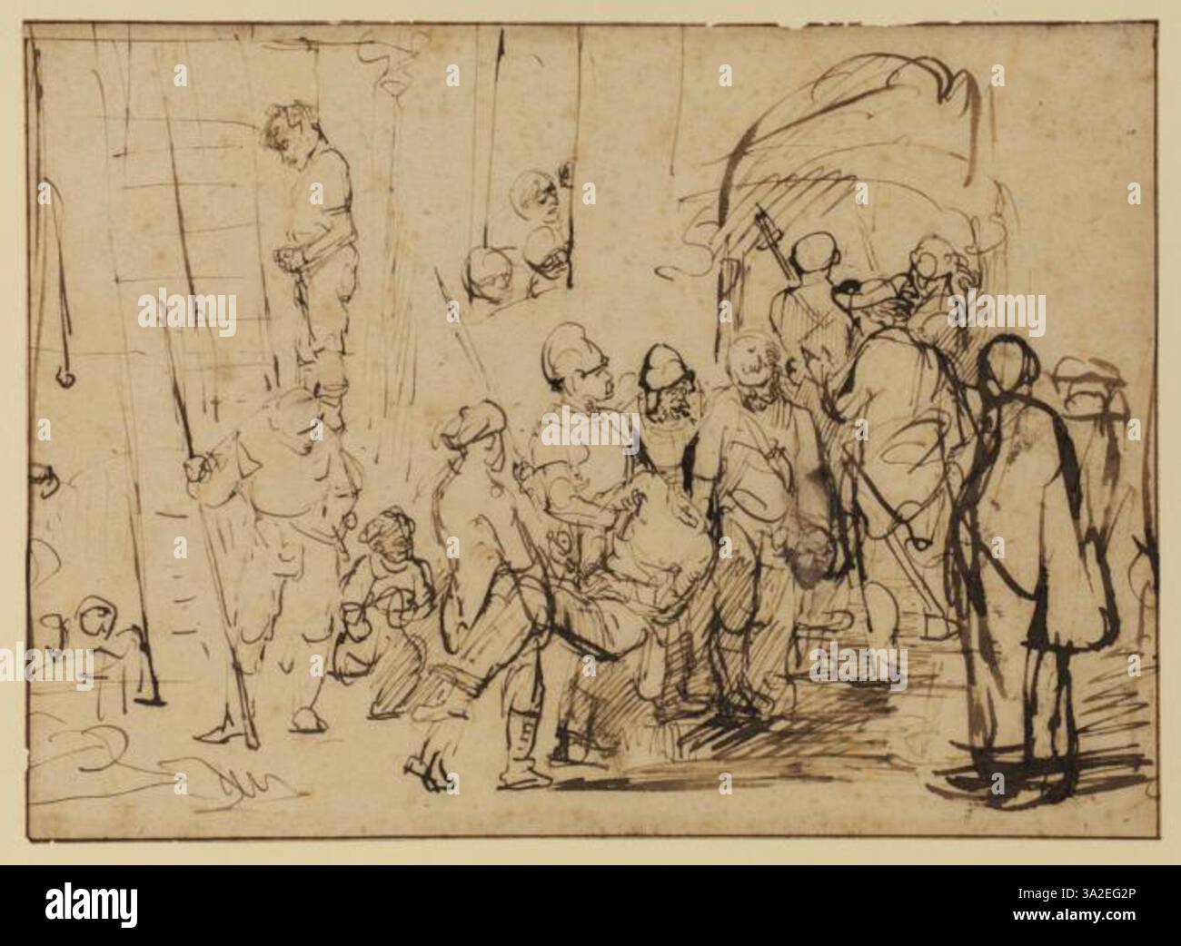 This painting depicts the bodies of Saul and his sons being taken down ...