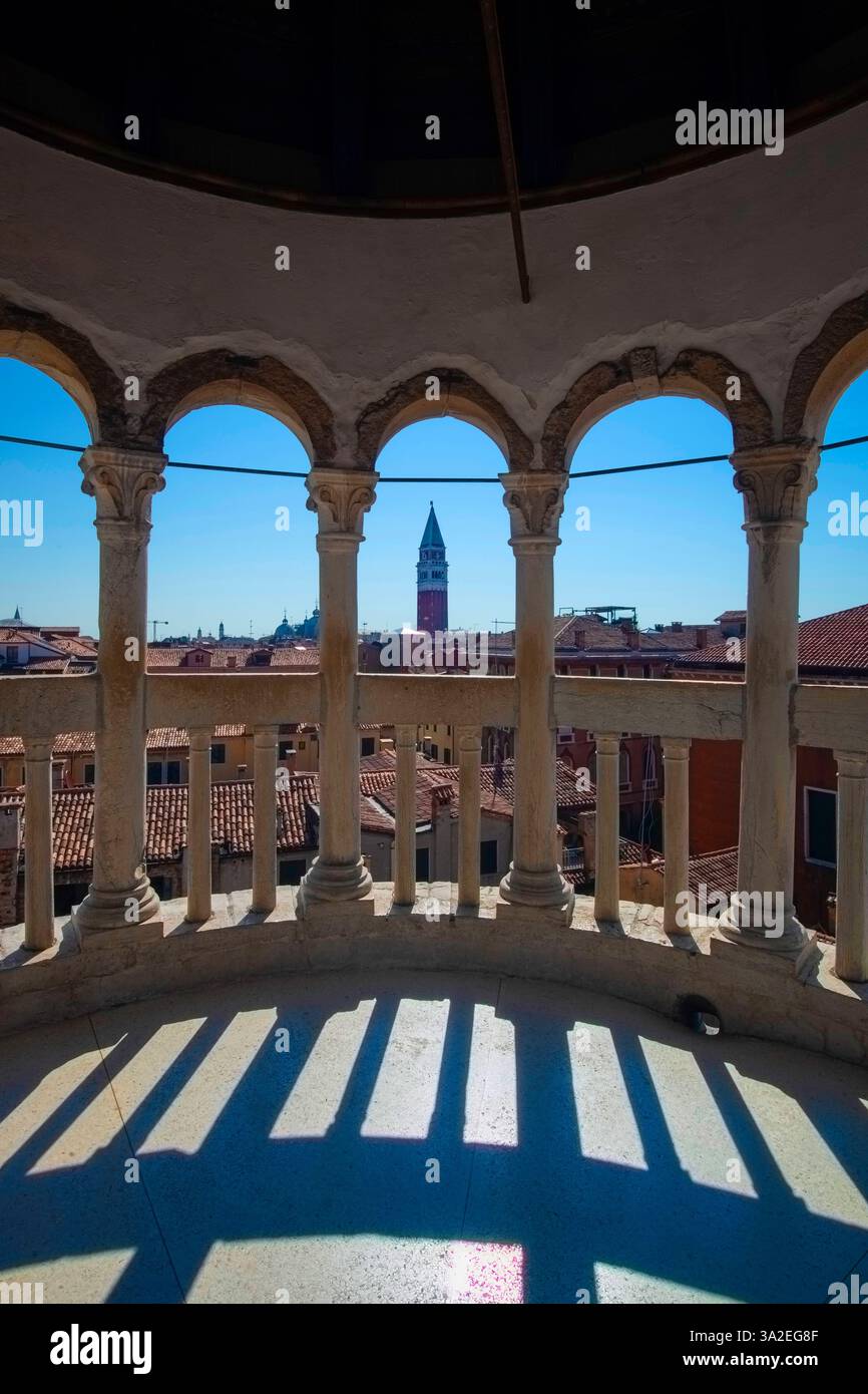 View of the Campanile bell tower of San Marco from the Scala Contarini ...