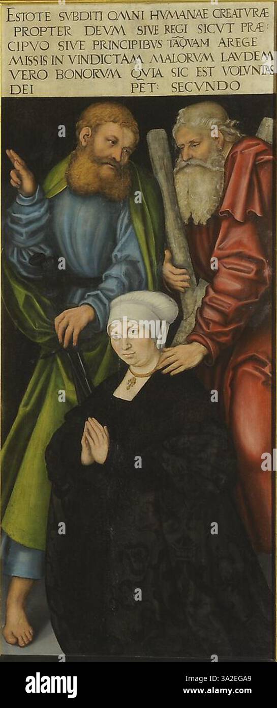 The right wing of the Altarpiece of George the Bearded portrays the ...
