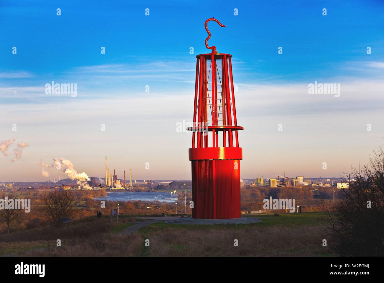 Geleucht (sculpture in shape of a pi lamp) on the summit of stockpile ...