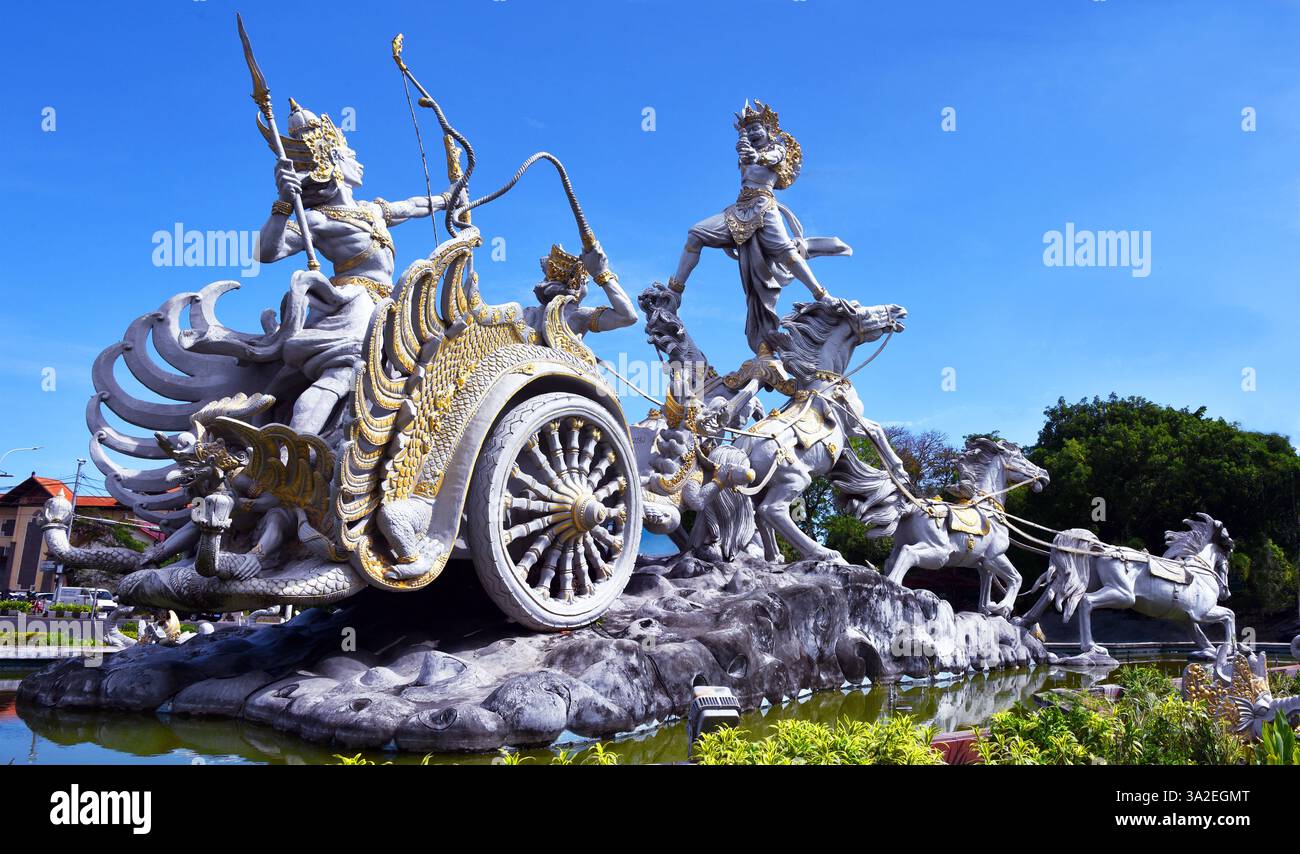 Monumental statue in Satria Gatotkaca Park at the airport, mythological ...