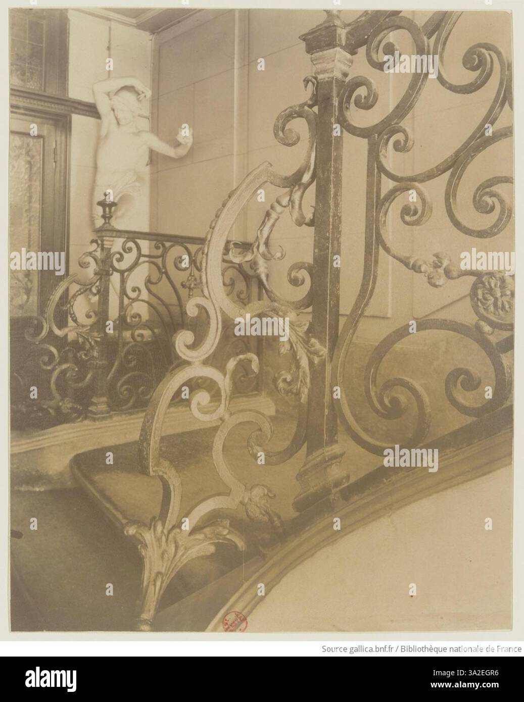 This image by Eugène Atget features the staircase at 88 Rue Bonaparte ...