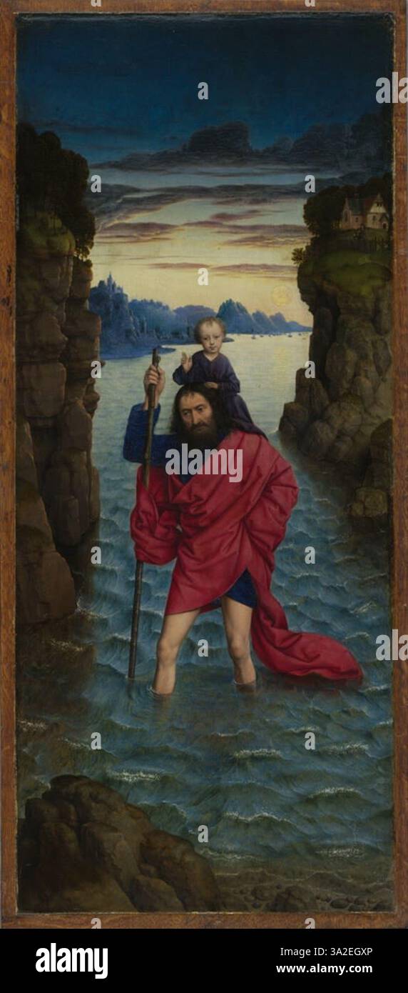 This painting by Dieric Bouts shows Saint Christopher with the Christ ...