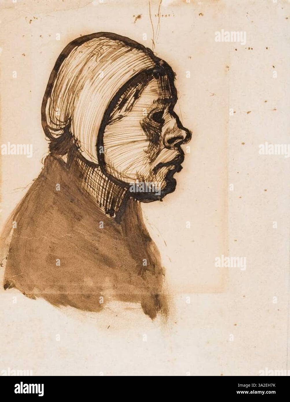 This Early Drawing By Vincent Van Gogh Depicts The Head Of A Woman