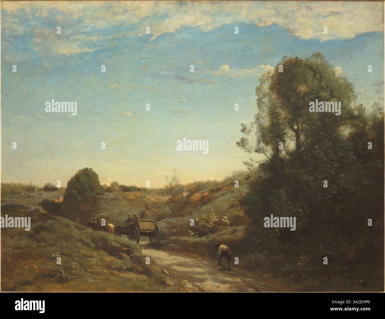 'La Charrette' shows a rural scene with a cart passing through the ...
