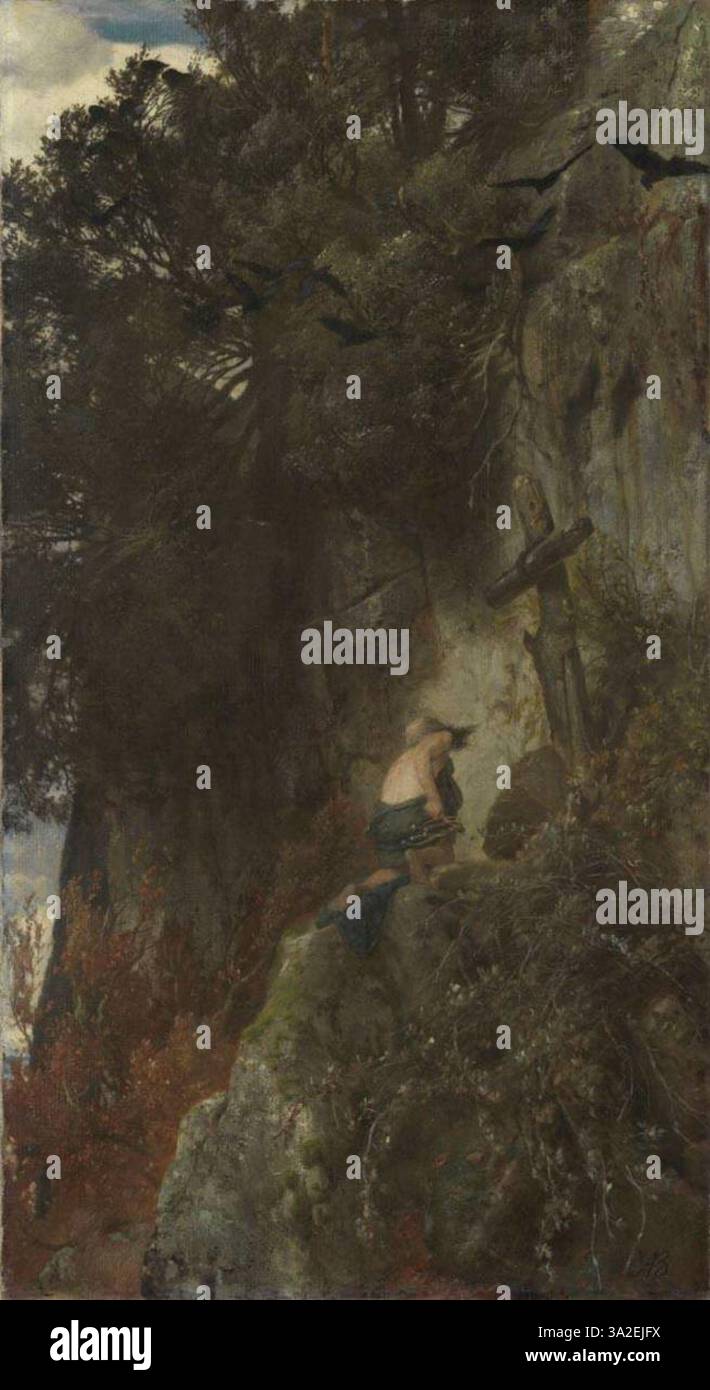 'Der Einsiedler' (The Hermit), painted around 1863, portrays a solitary ...