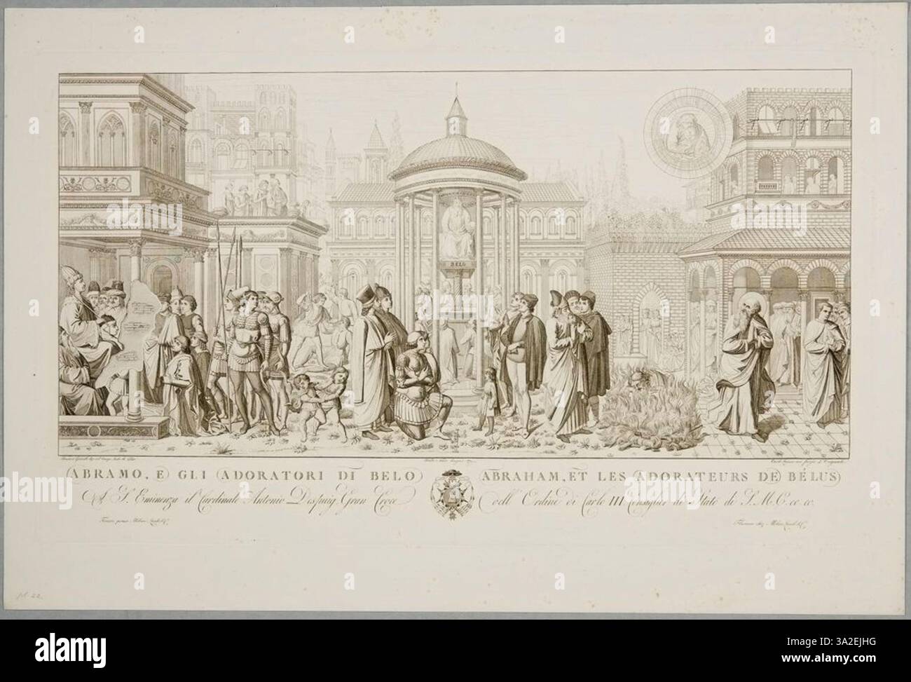 ‘Abraham and the Worshippers of Belus’ by Carlo Lasinio depicts a ...