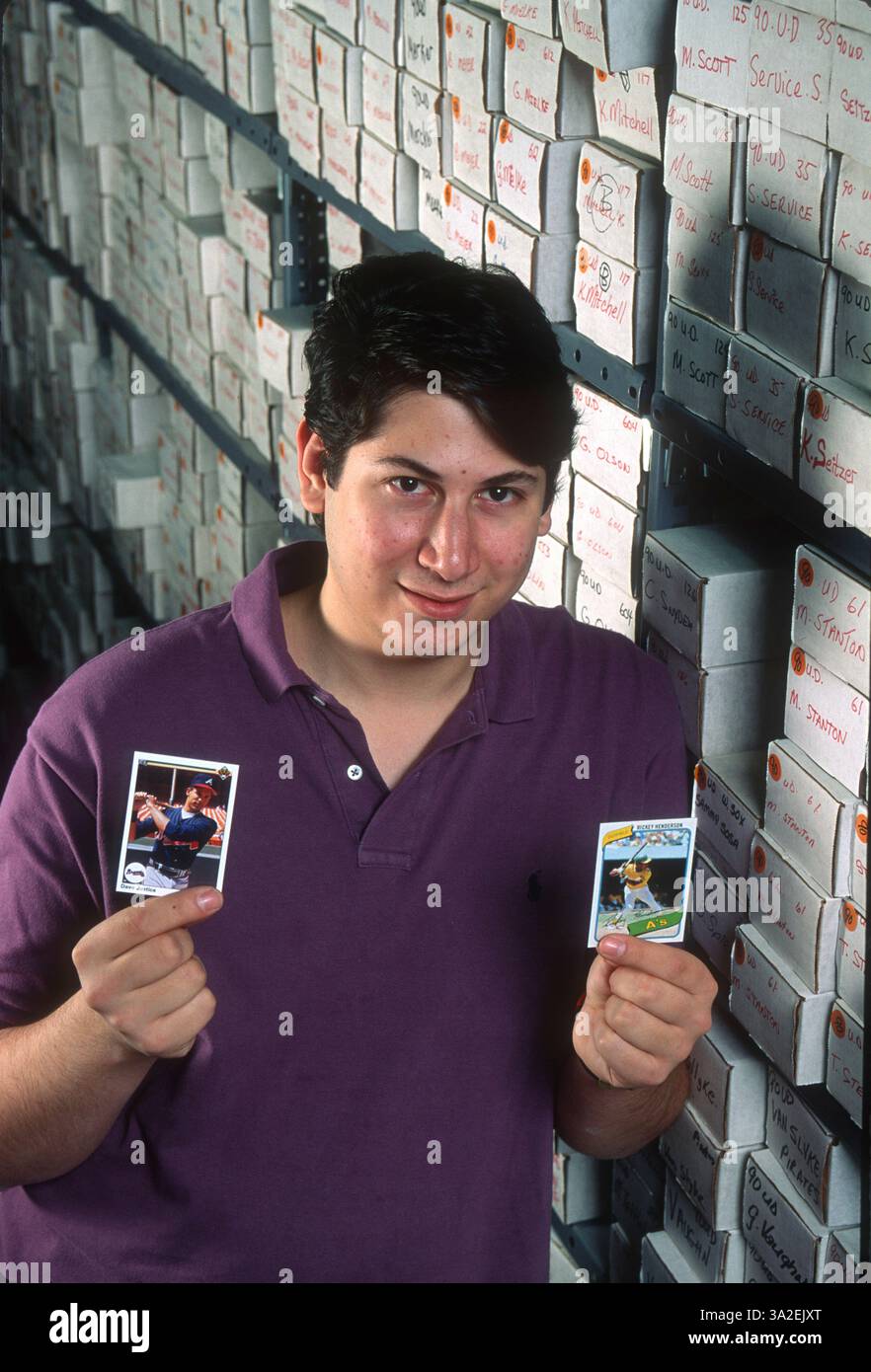 Aug. 10, 1992 - U.S. - Young baseball card collector David Greenhill in ...