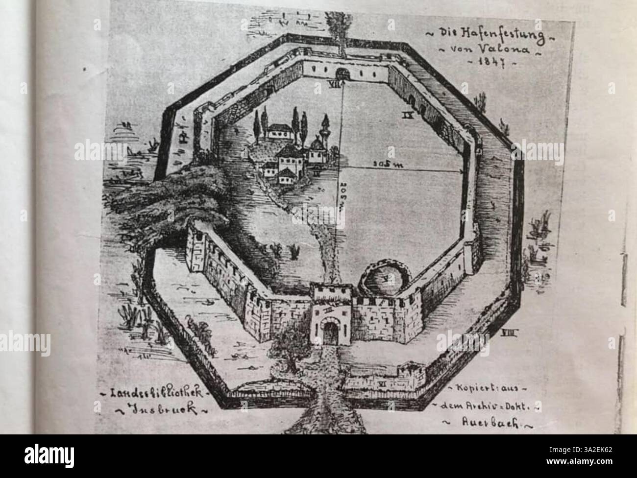 This 1847 map provides a detailed representation of Skelë Castle ...