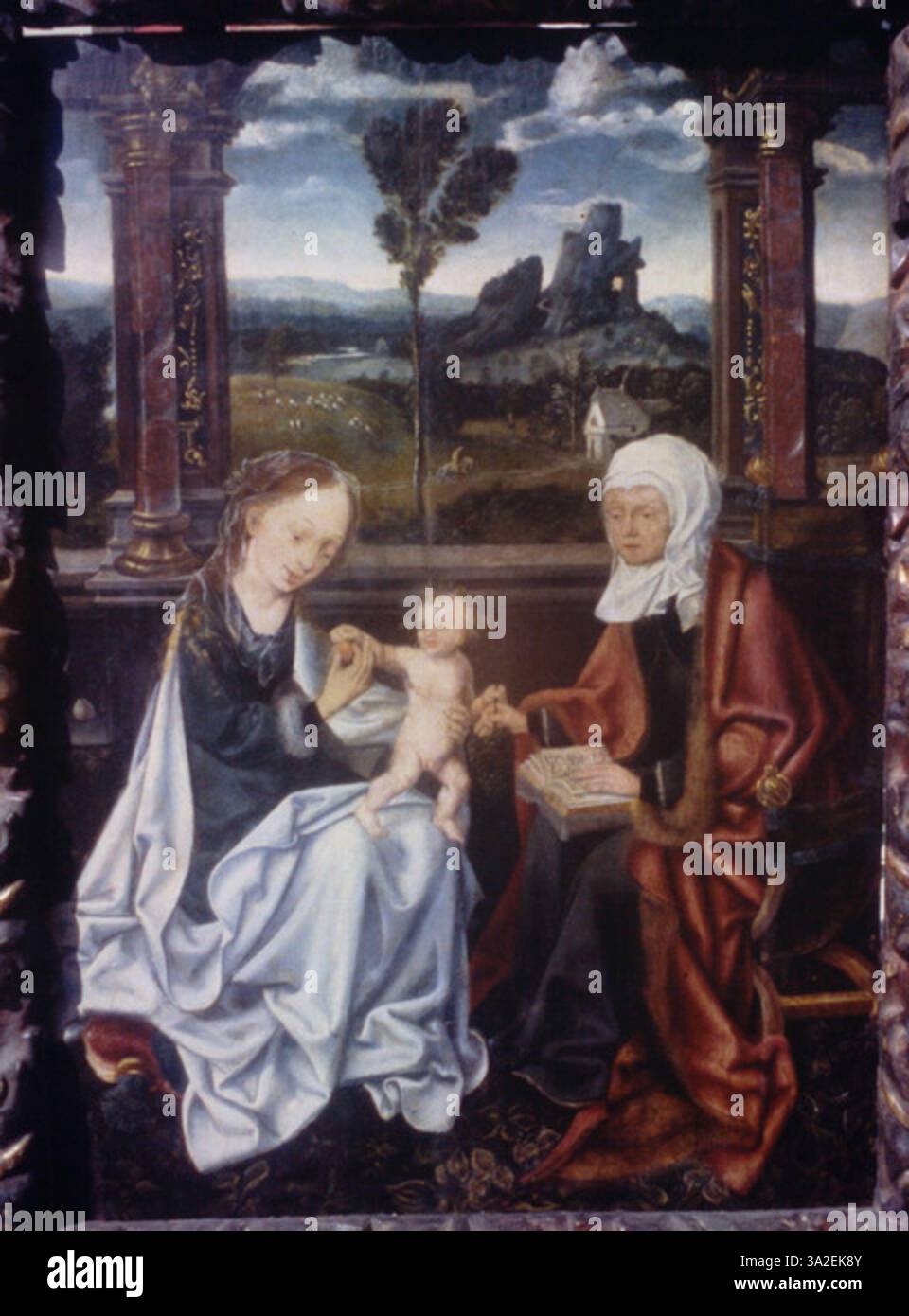 This painting, depicting Saint Anne with the Virgin Mary and Christ Child, after Joos van Cleve ...