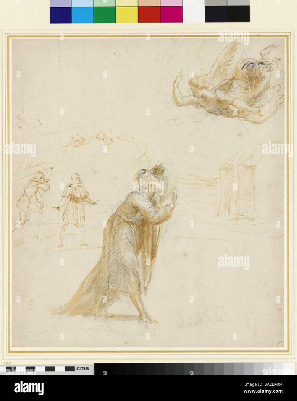 In this drawing, Raphael depicts the angel appearing to Joachim, a ...