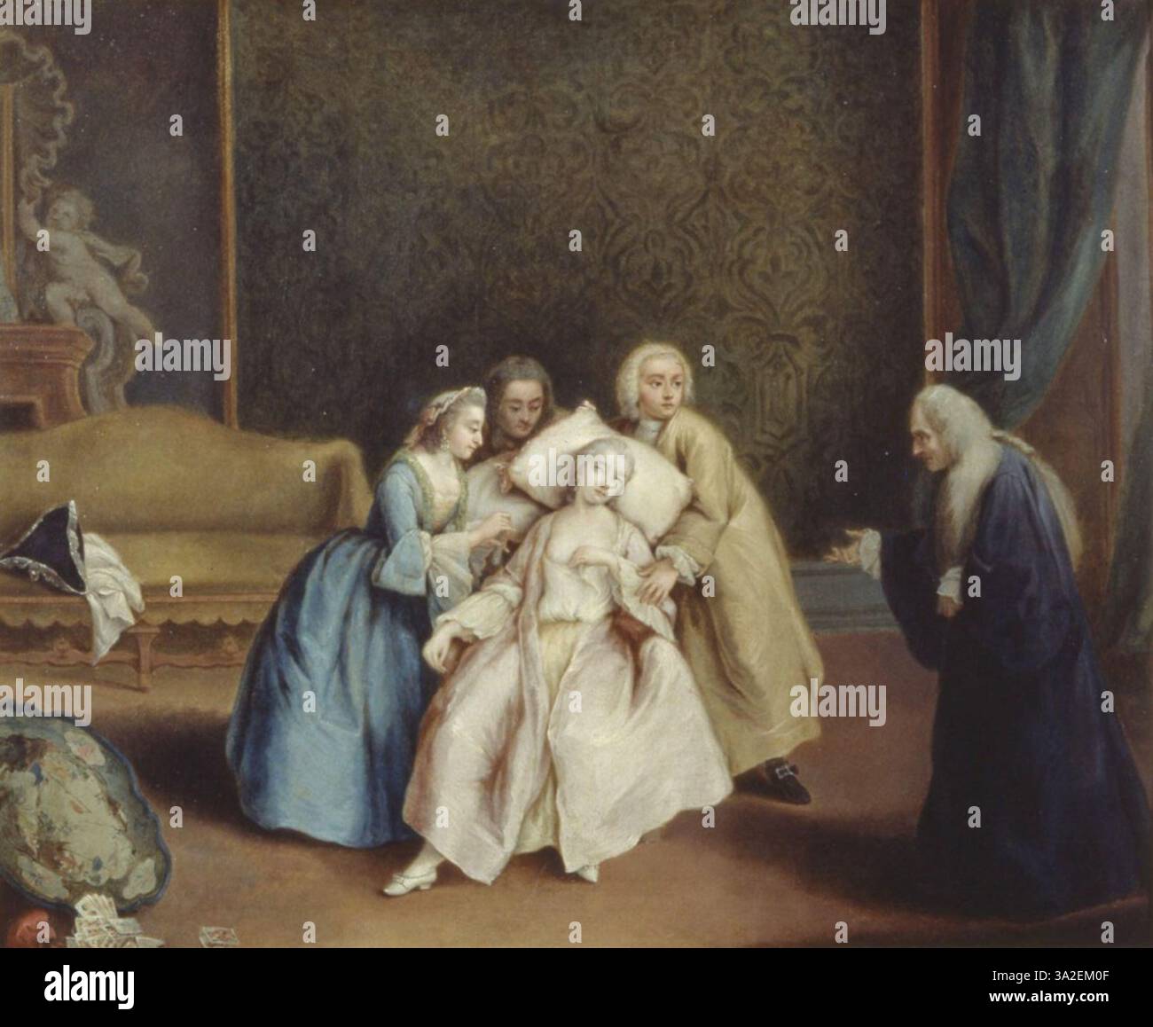 Pietro Longhi's painting, 'Lo svenimento,' depicts a dramatic scene ...