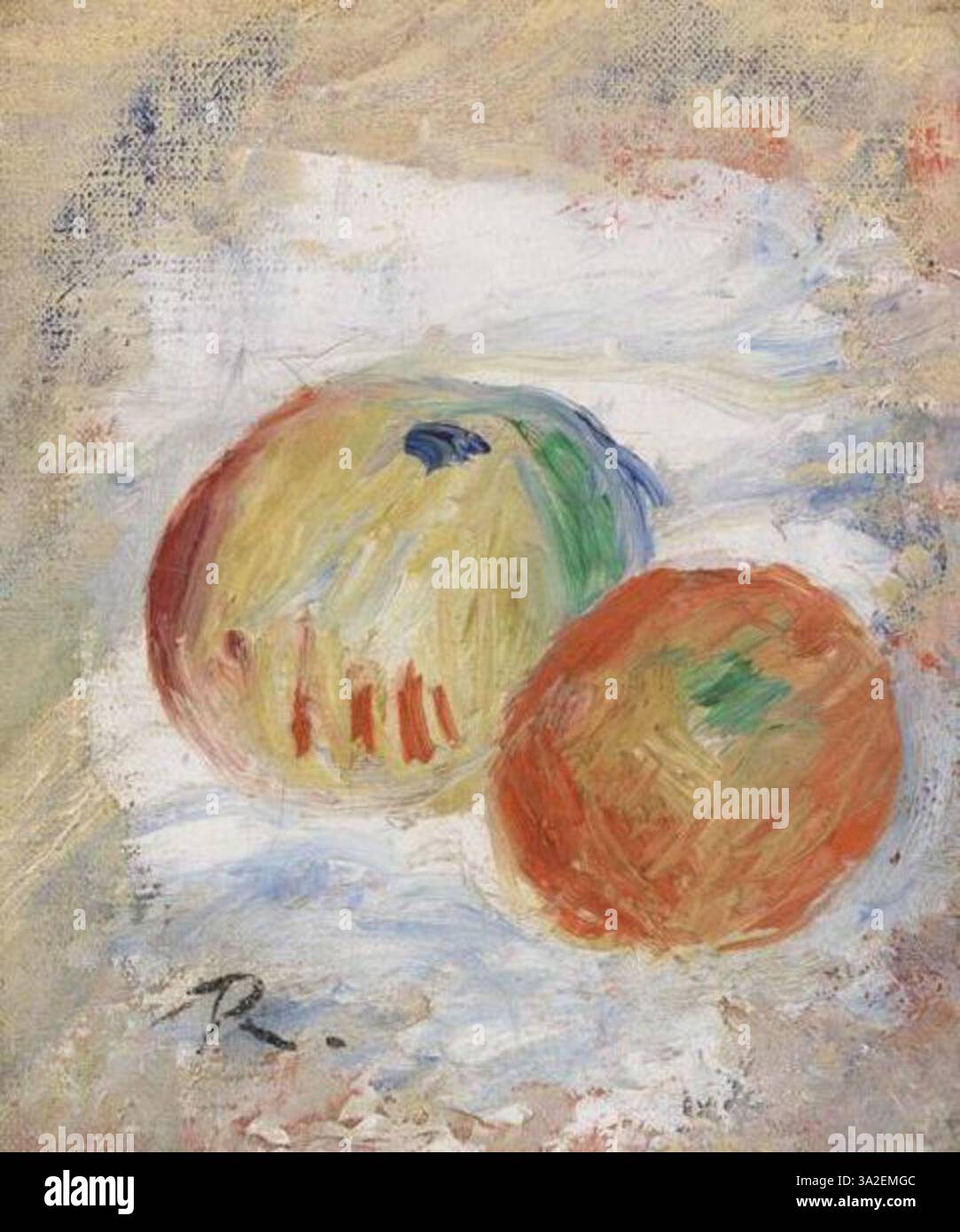 A still life by Pierre-Auguste Renoir featuring apples, painted with ...