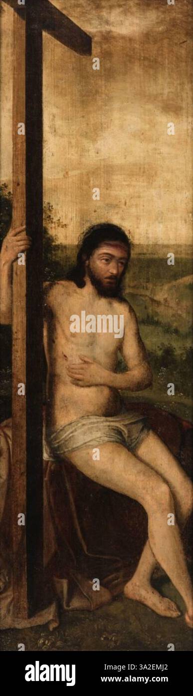 This piece from the 16th-century Netherlandish School portrays the Crucifixion of Christ ...