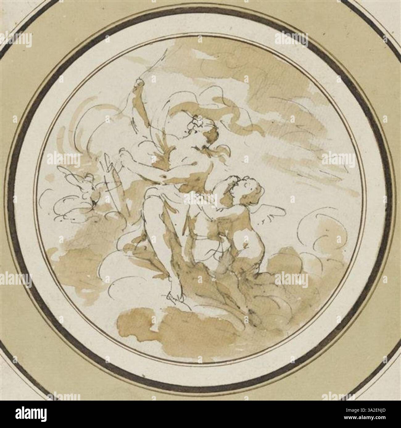 This mythological scene depicts Venus disarming the figure of Cupid ...
