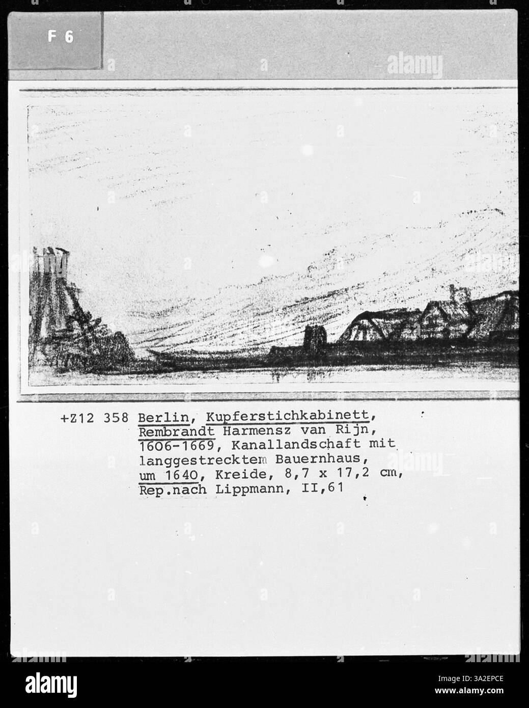 A canal landscape featuring a long farmhouse alongside the water ...