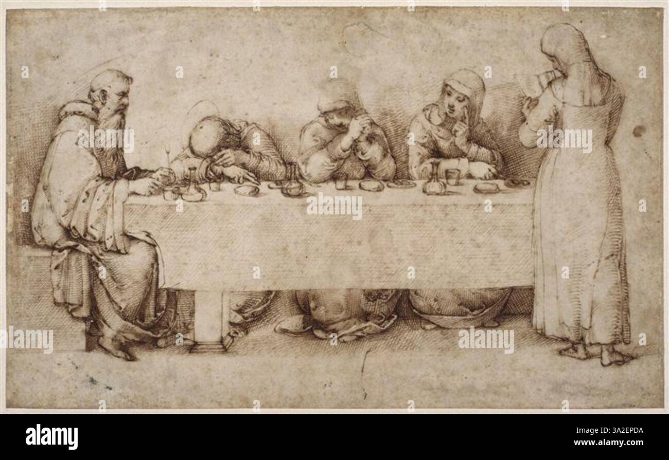 This drawing represents the final meal shared by Saint Benedict and ...