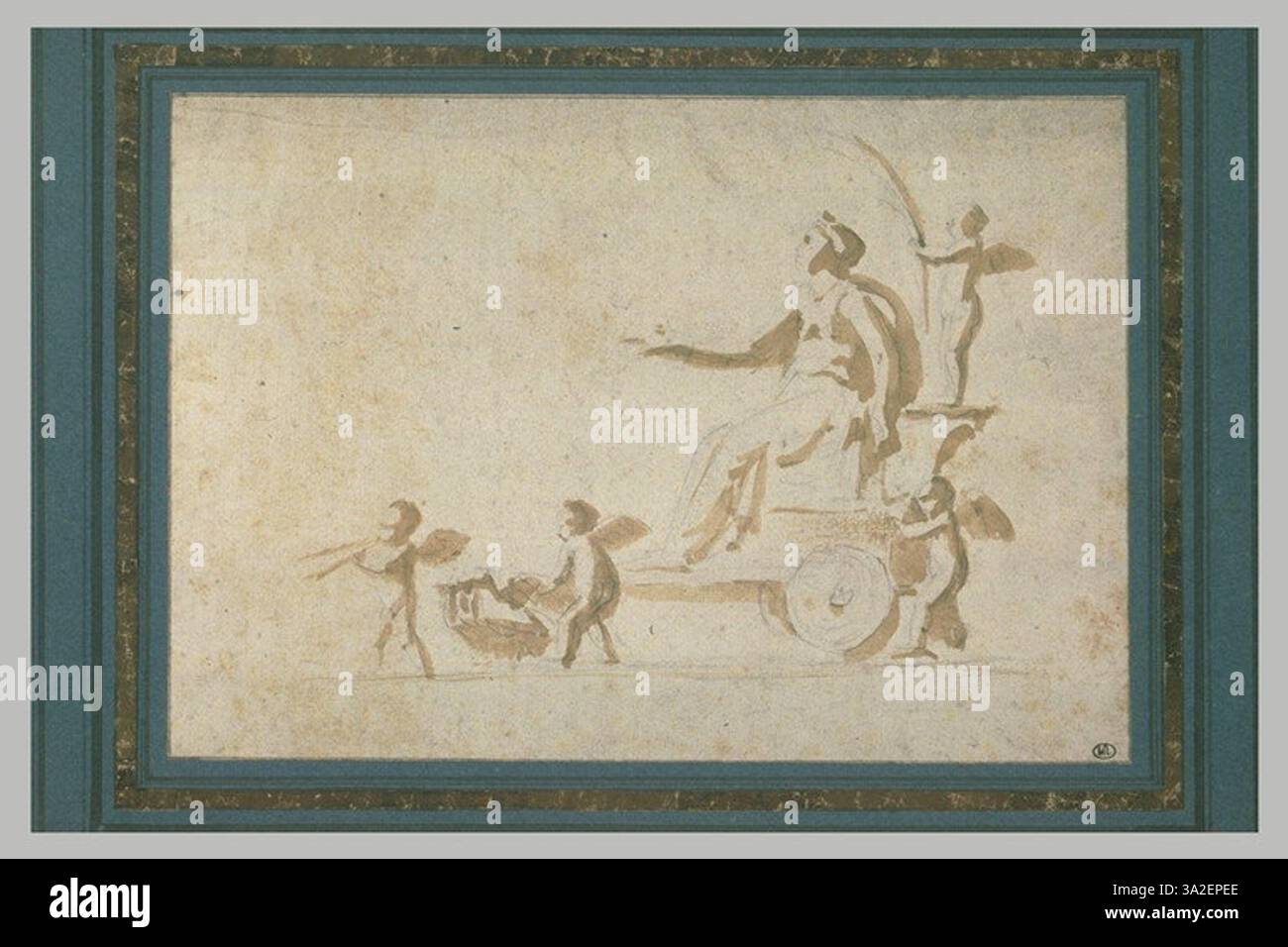 This drawing depicts Venus in a chariot drawn by Cupids. The scene ...