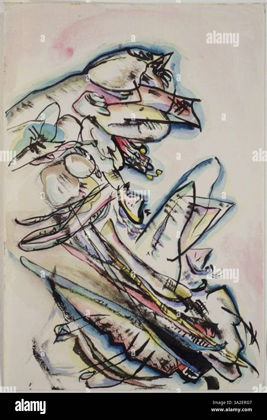 'Sans titre' ('Untitled') by Kandinsky presents a non-objective ...