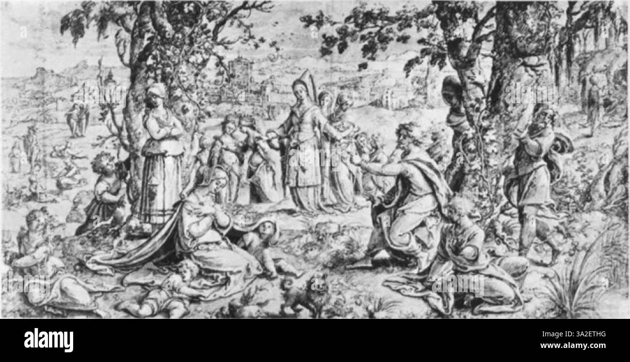 This painting by Jan van Scorel and Pieter Coeck van Aelst depicts a religious narrative with ...