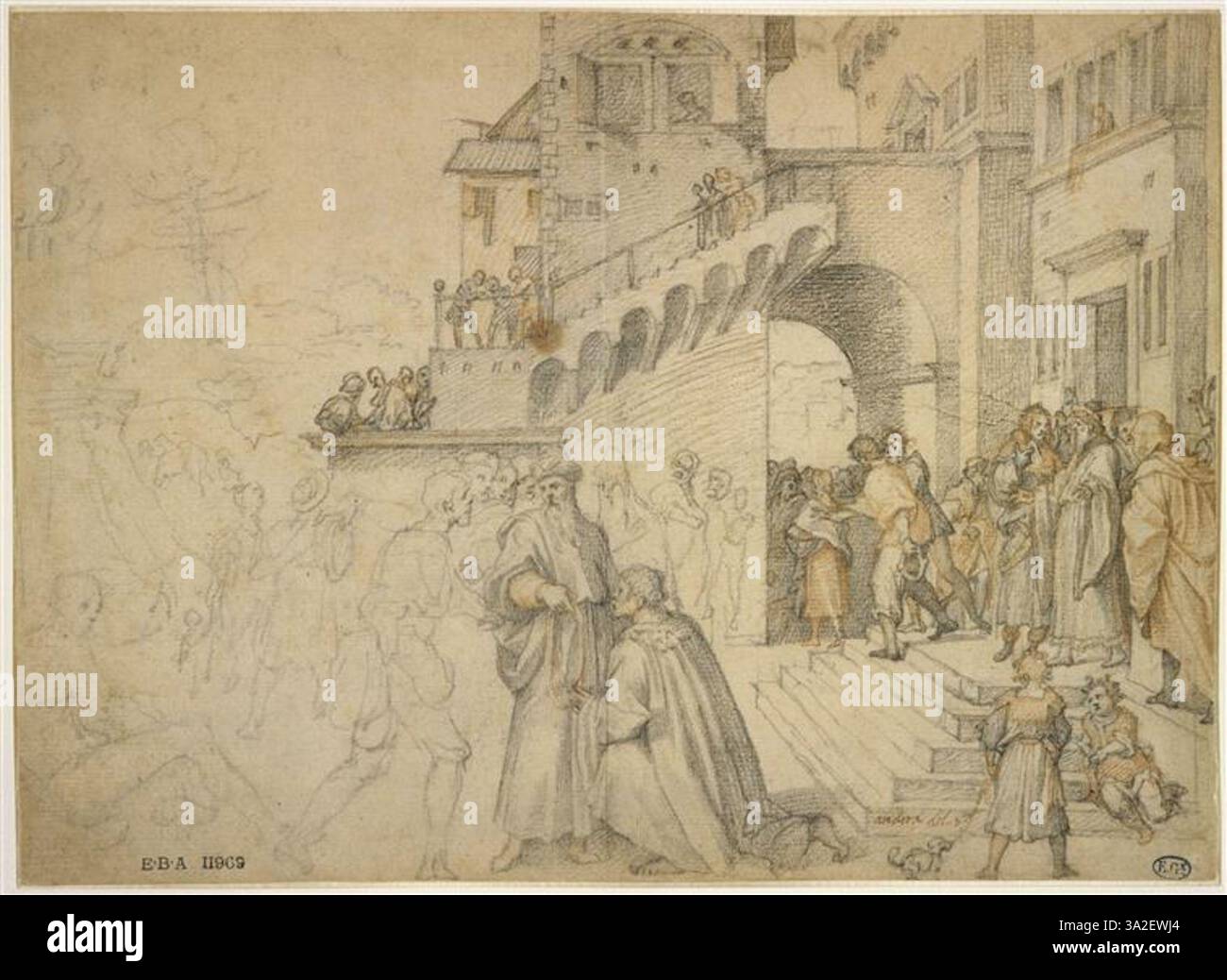 This work, attributed to Andrea del Sarto, depicts a scene from the ...