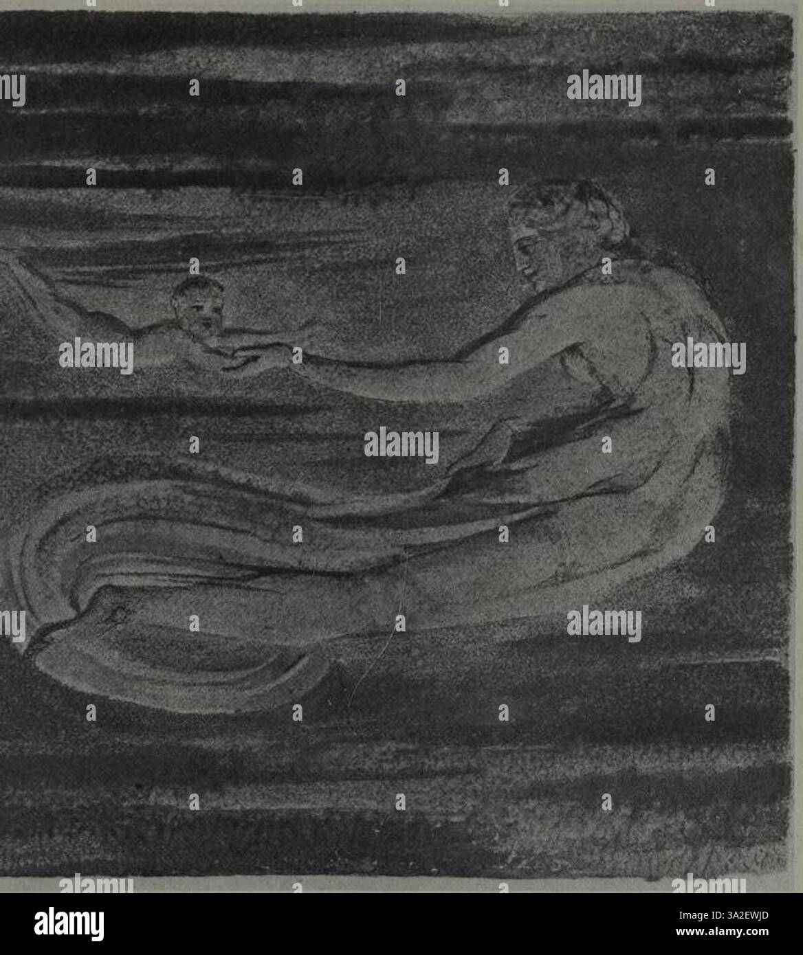 Blake’s 300 work depicts a symbolic scene with bold figures ...