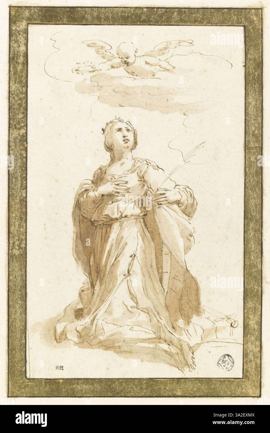 Saint Catherine of Alexandria is shown in prayer, emphasizing her piety ...