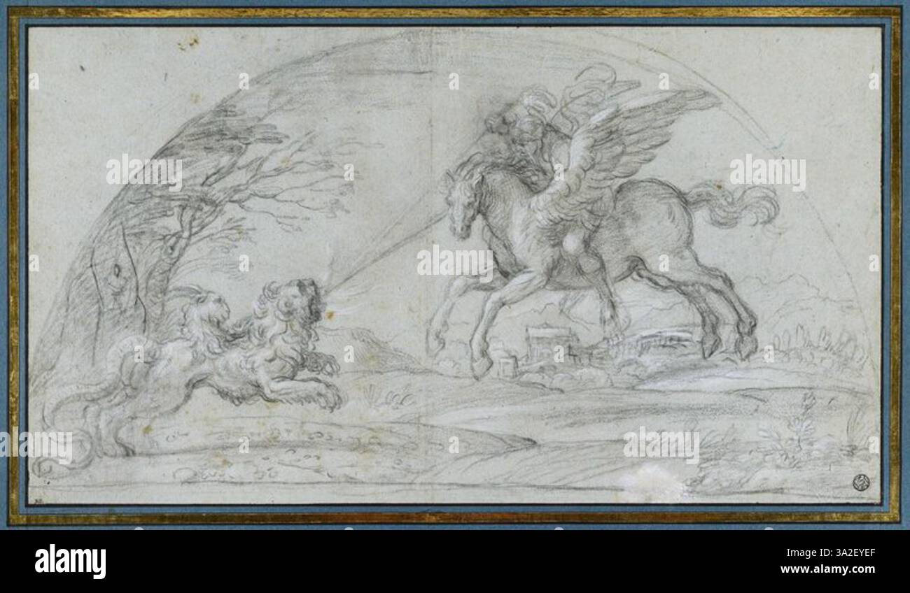 Carracci’s depiction of Bellerophon battling the Chimera showcases the ...