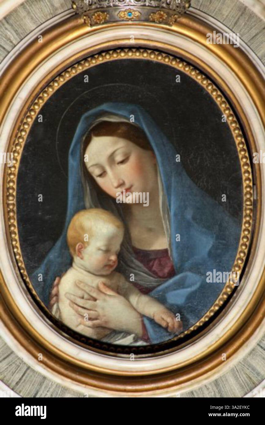 This painting by Guido Reni features the Madonna with the infant Jesus ...