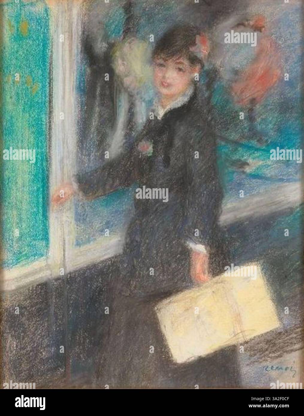 This portrait of a milliner by Renoir highlights the subject with a ...