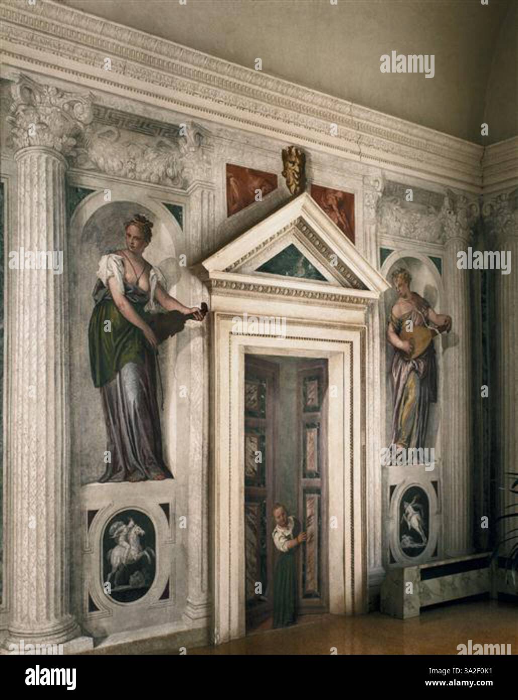 This image depicts the cruciform room (salle cruciforme) of Villa ...