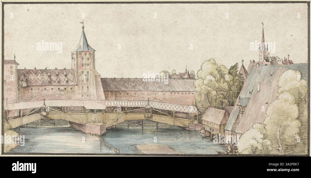 'Der Trockensteg am Hallertor' depicts a historical view of the ...