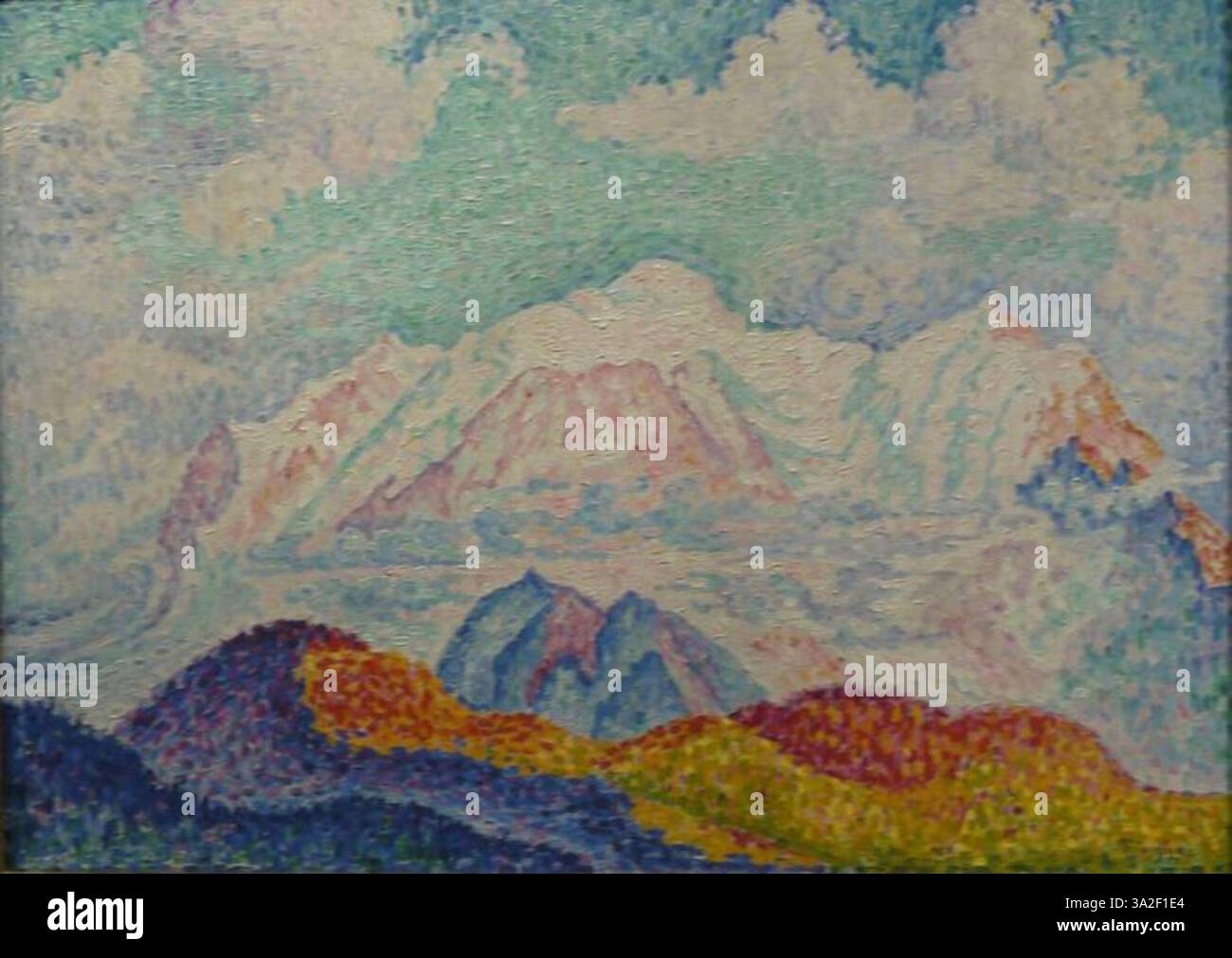 In 'Mont Blanc-NVG', Paul Signac portrays a mountainous landscape with ...