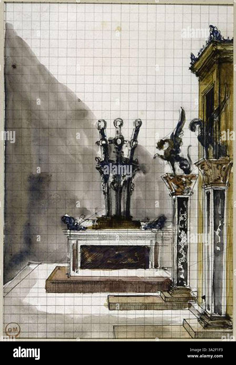 'Intérieur d'un temple' by Gustave Moreau shows the interior of a grand ...