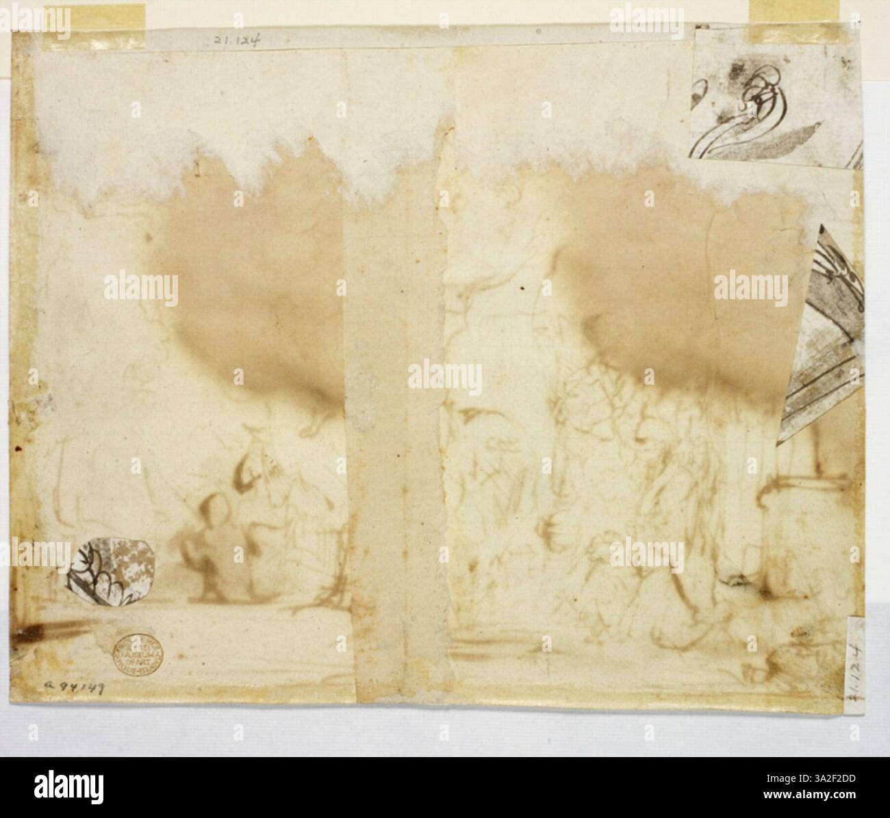 This sketch, attributed to Rembrandt's circle, depicts Tobias and the ...