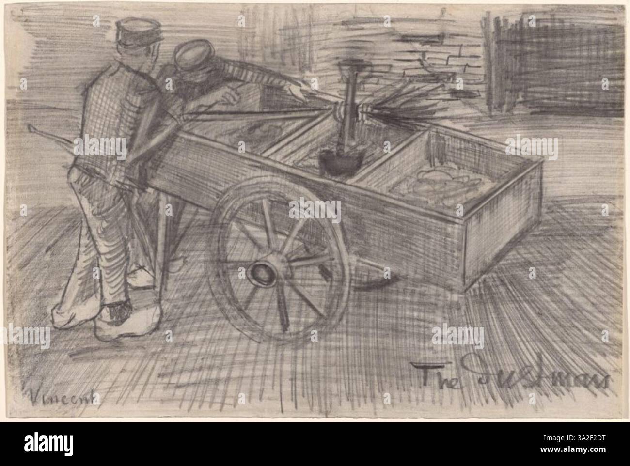 This 1883 drawing, titled 'The Dustman,' shows a man carrying a load ...