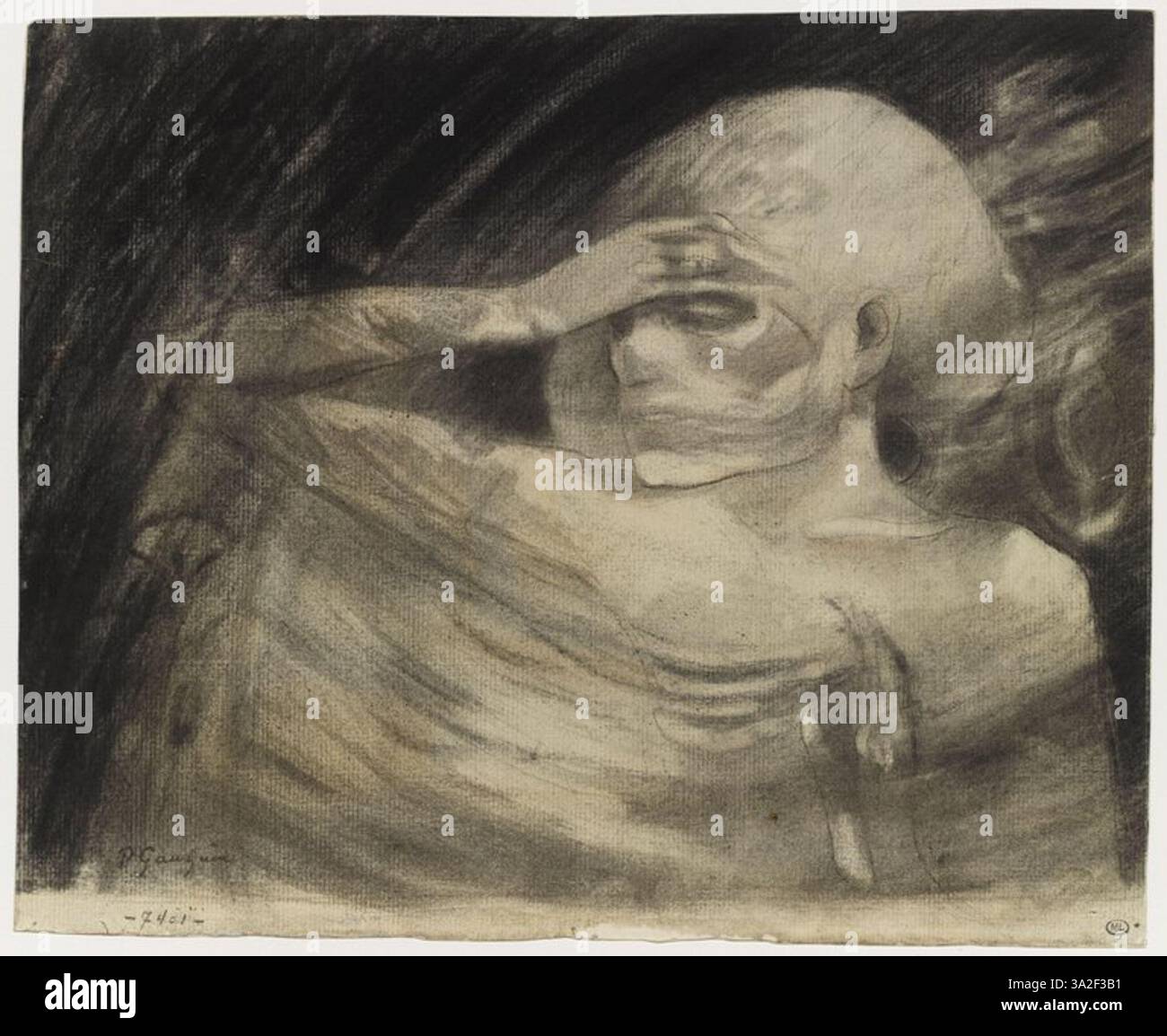 This drawing depicts a spectral figure with its right hand on its ...