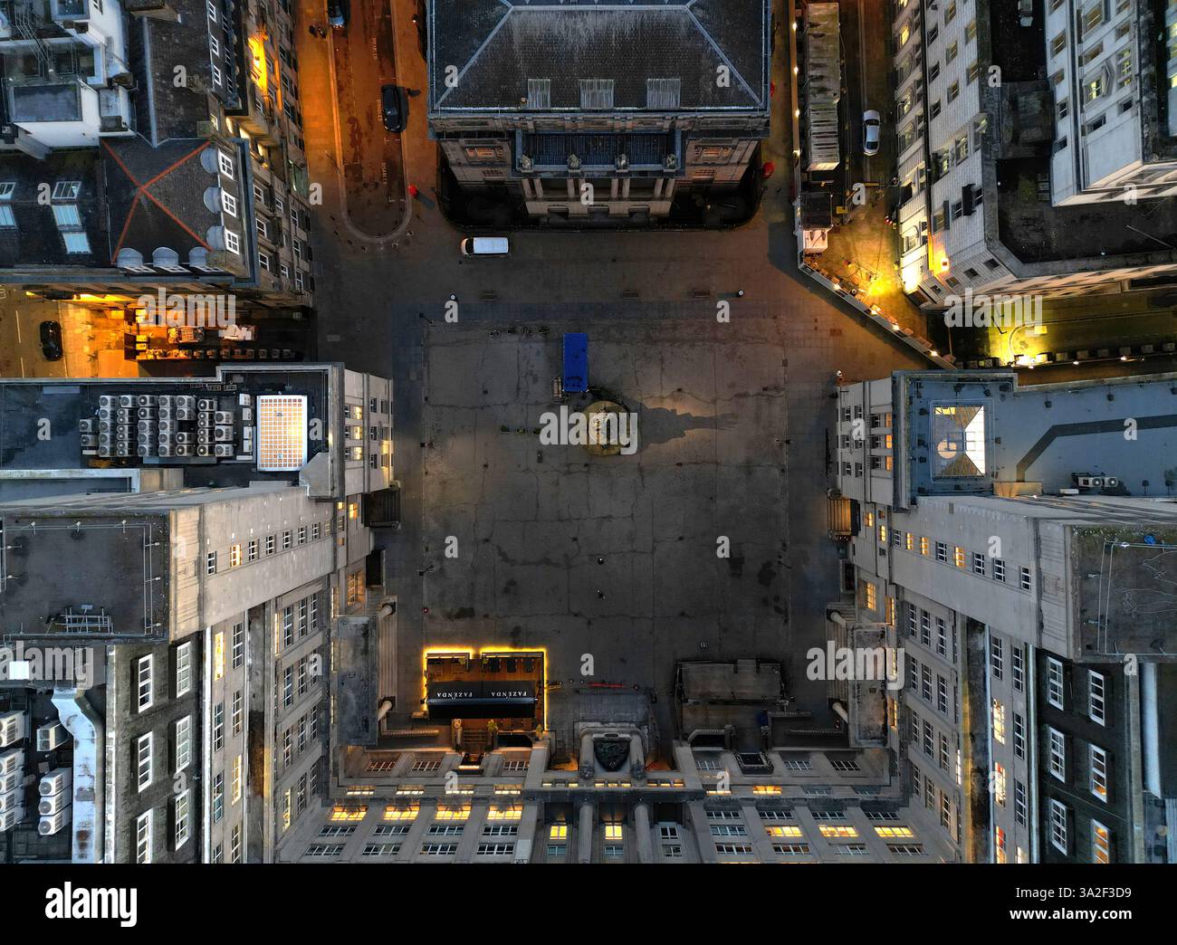 Aerial view looking down over Exchange Flags in Liverpool UK Stock ...