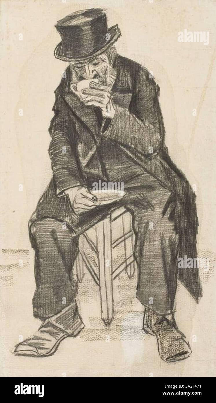This drawing by Vincent van Gogh features an elderly man drinking ...
