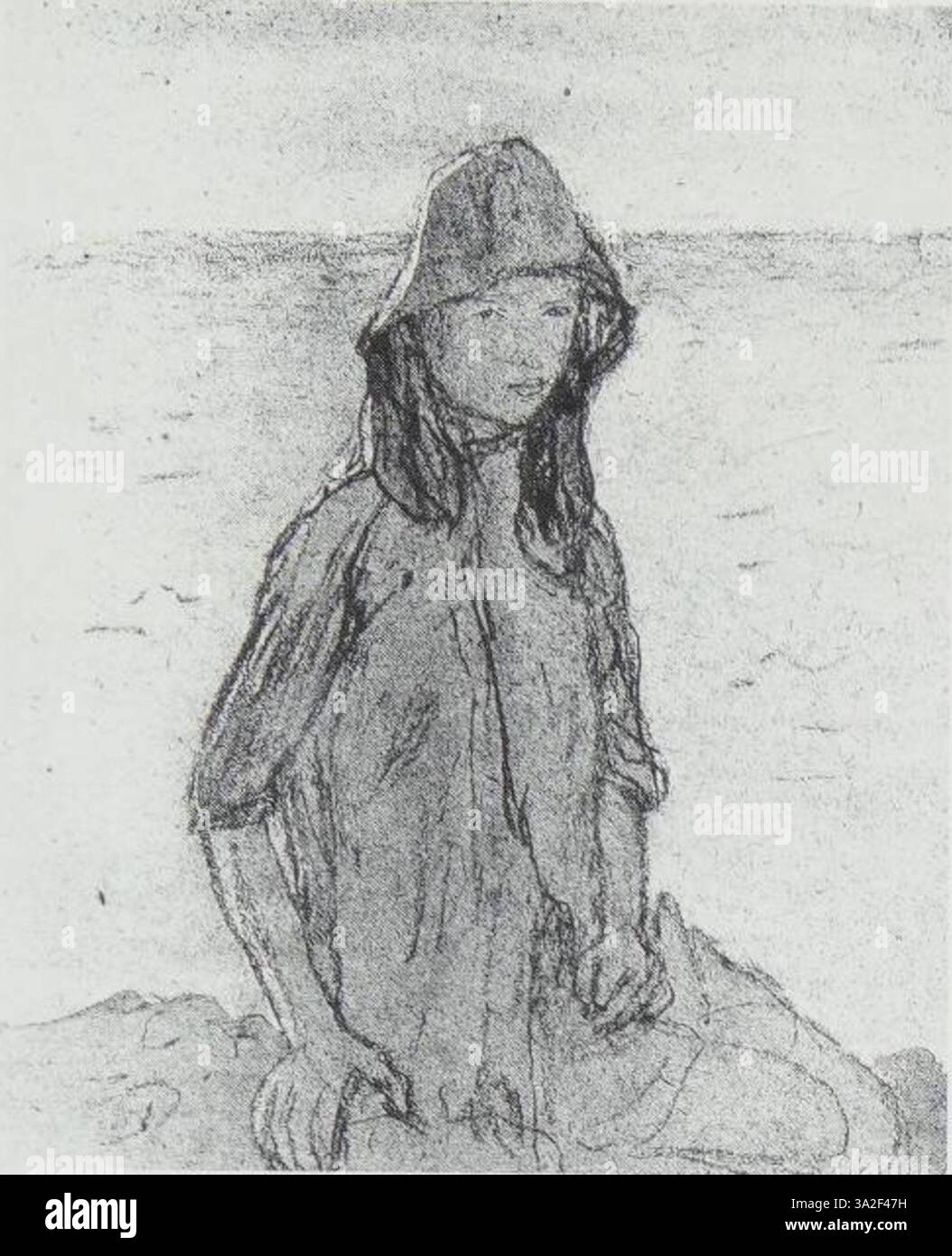 This portrait by Gwen John features a seated figure painted with soft ...