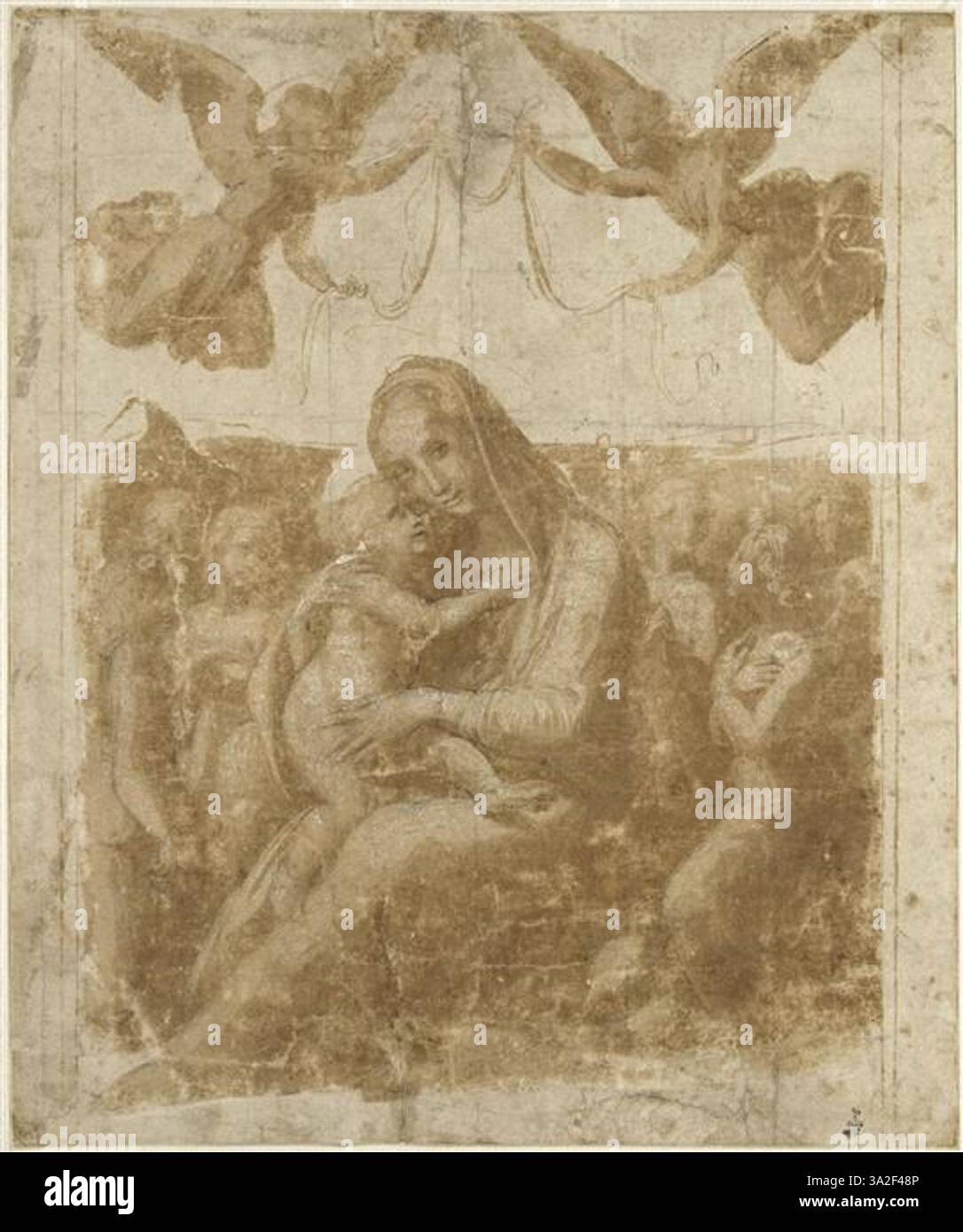 A study of the Humility Madonna, crowned by two angels and surrounded ...